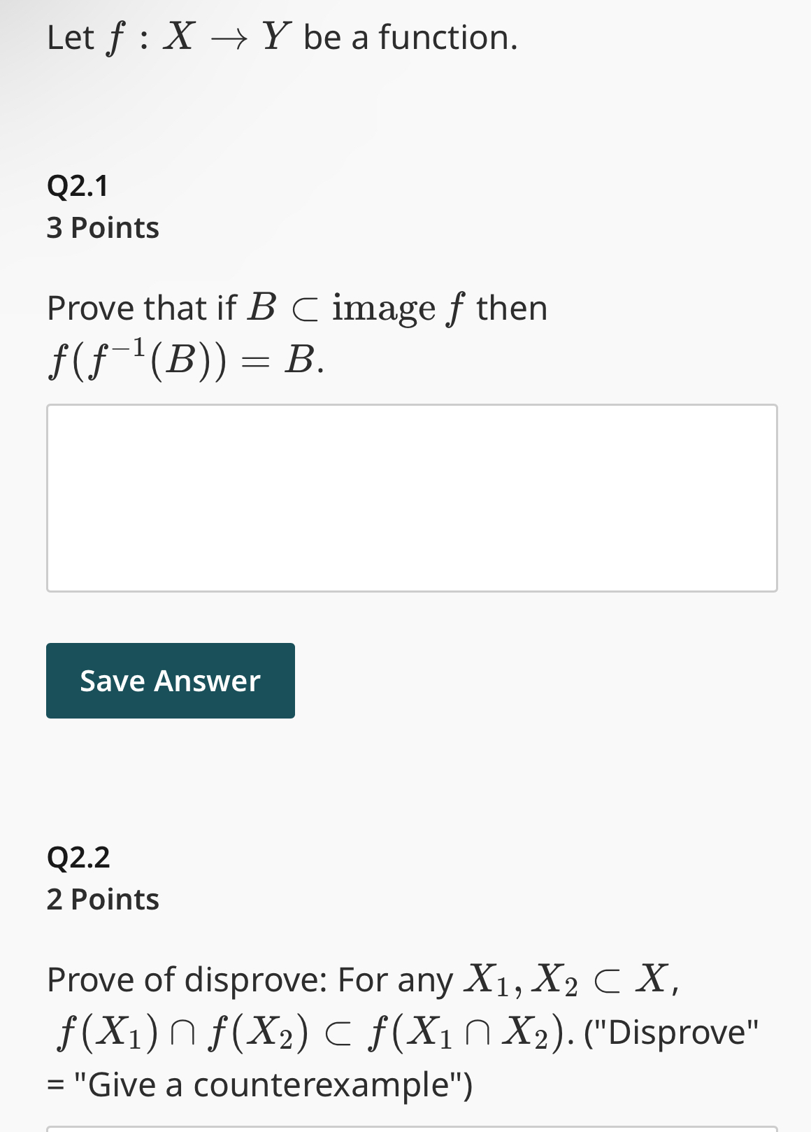 Solved Let f:x→Y ﻿be a function.Q2. 13 ﻿PointsProve that if | Chegg.com
