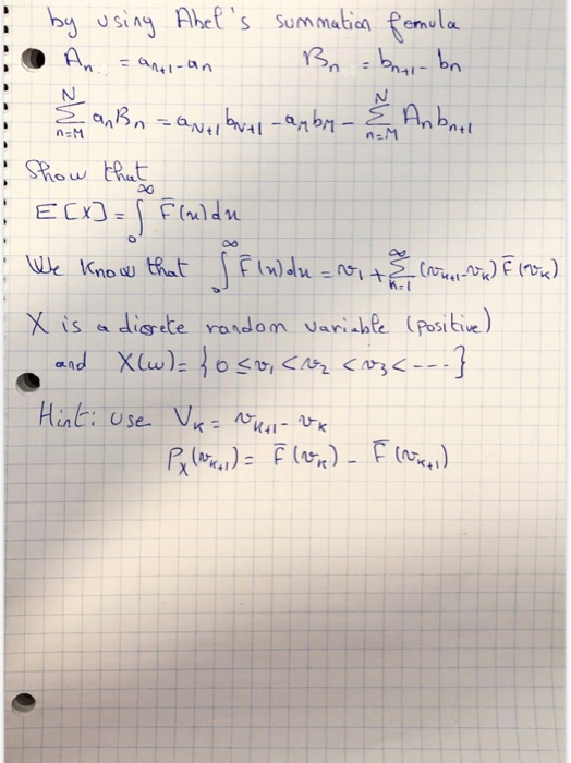 Solved NEM by using Abel's summation formula 10 An = anu-an | Chegg.com