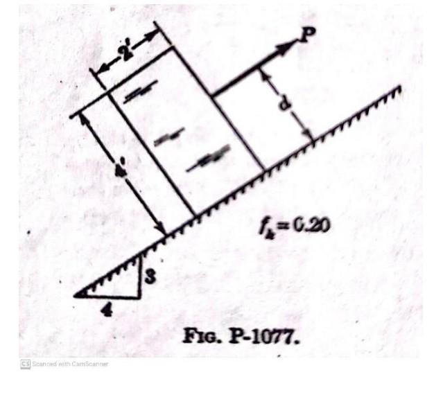 Solved The uniform block shown in Fig. P-1077 weighs 210 lb. | Chegg.com