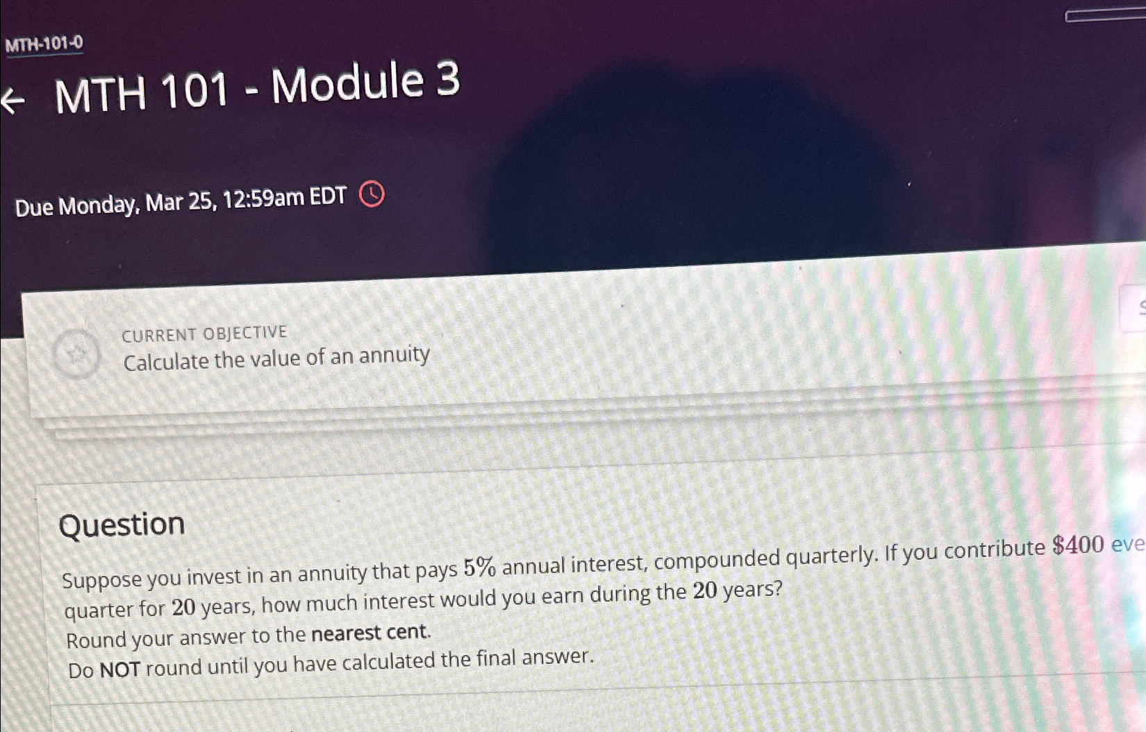 Solved MTH-101-0MTH 101 - ﻿Module 3Due Monday, Mar | Chegg.com