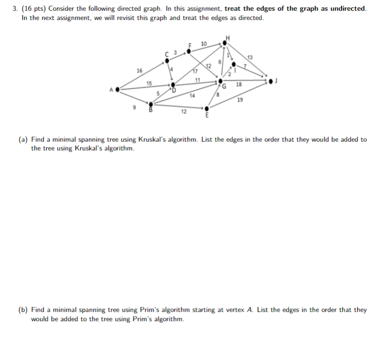 Solved (16 ﻿pts) ﻿Consider the following directed graph. In | Chegg.com