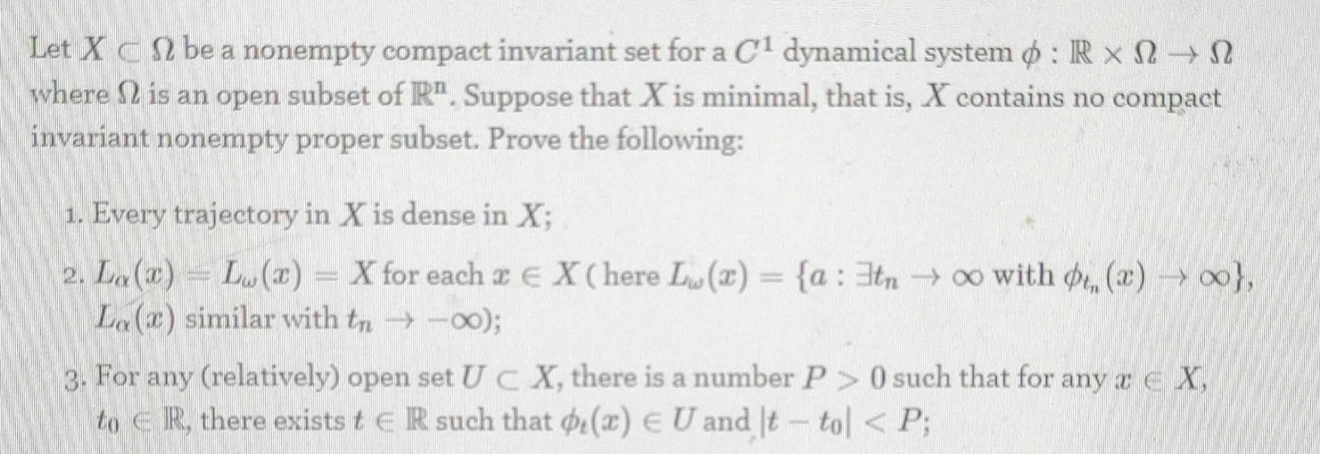 Let X be a nonempty compact invariant set for a C¹ | Chegg.com
