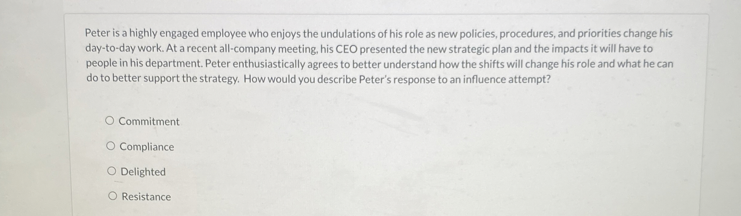 Solved Peter is a highly engaged employee who enjoys the | Chegg.com