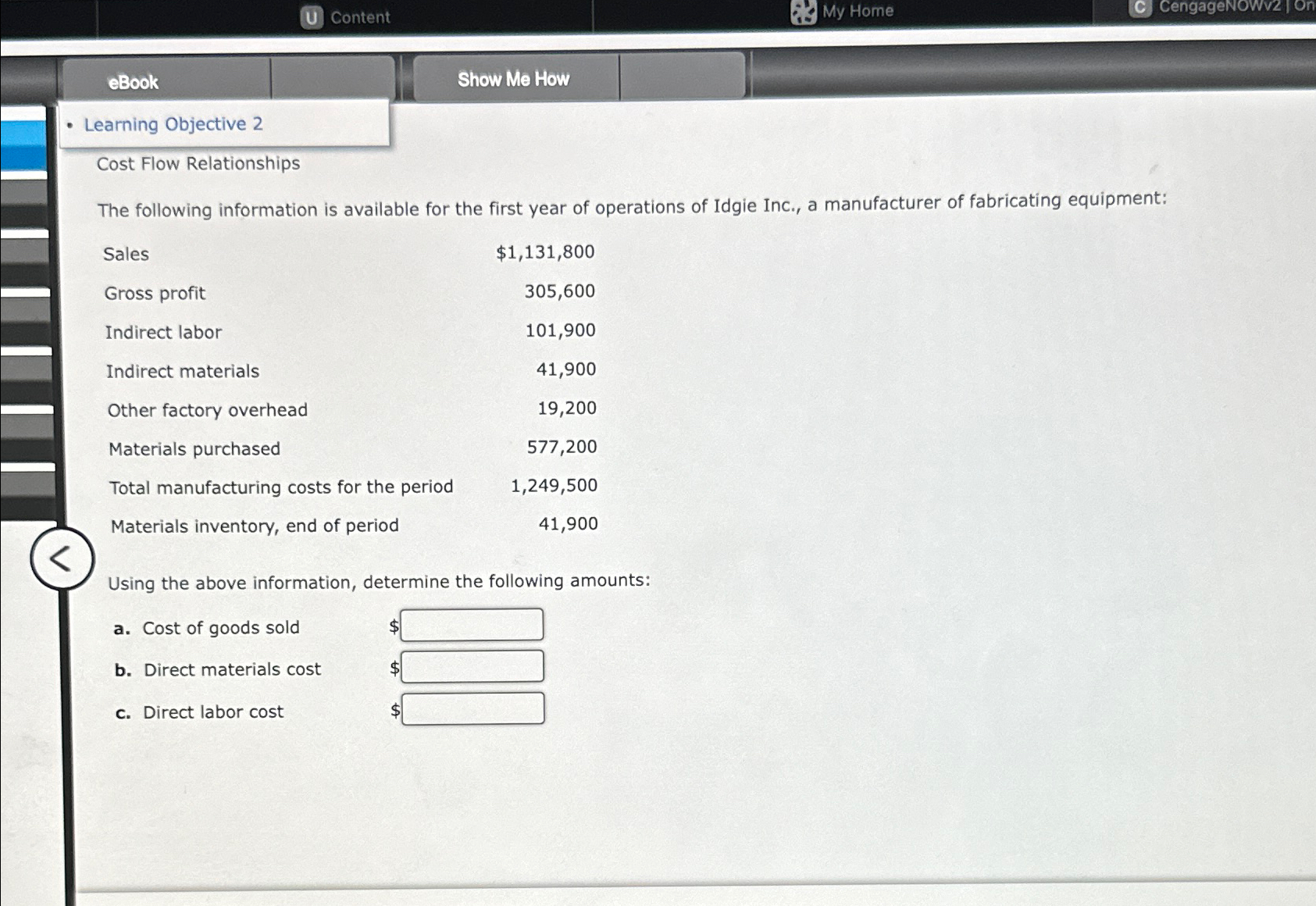 Solved Learning Objective 2Cost Flow RelationshipsThe | Chegg.com