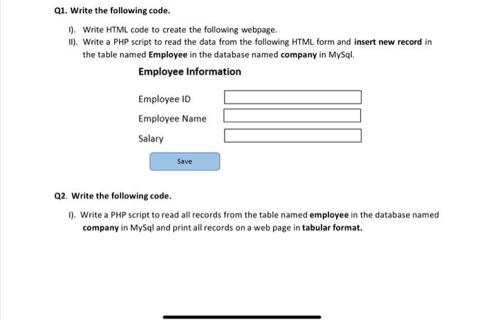 Solved Q1 Write The Following Code 1 Write Html Code To 4922