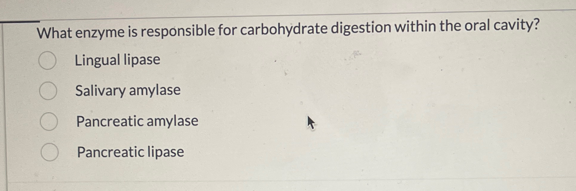 Solved What enzyme is responsible for carbohydrate digestion | Chegg.com