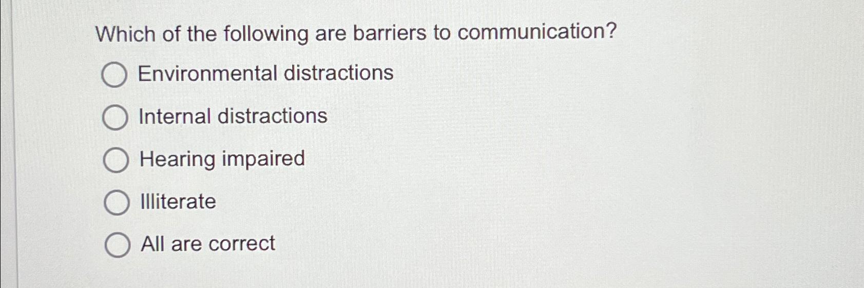 Solved Which of the following are barriers to | Chegg.com