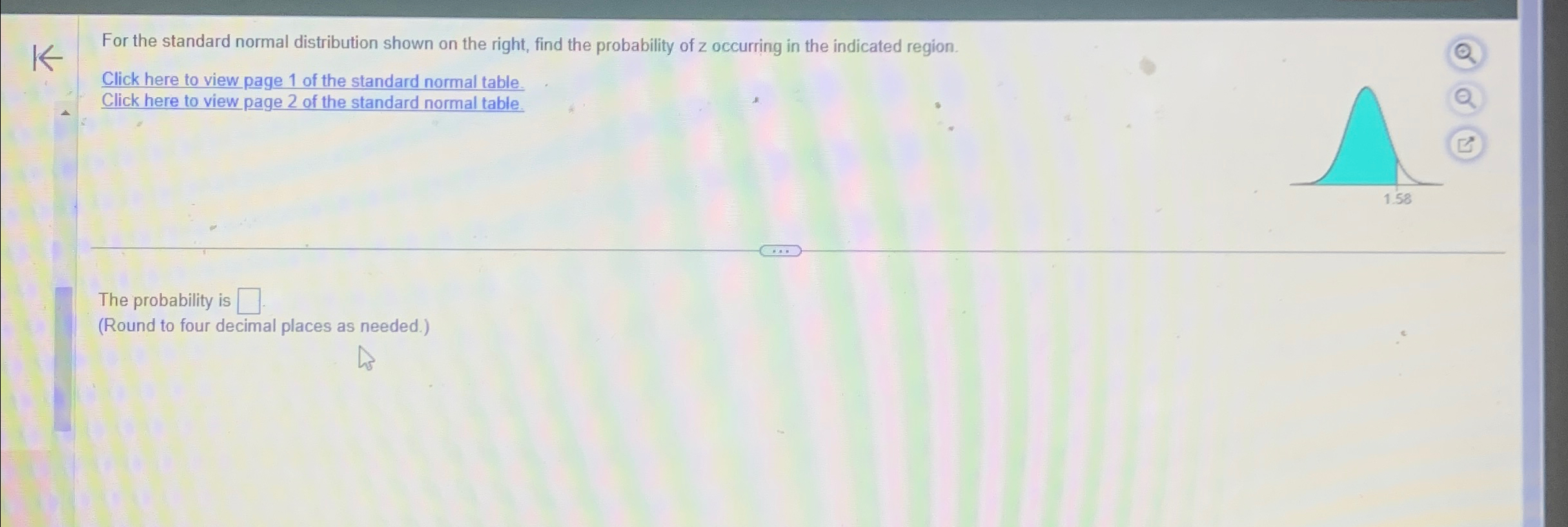 Solved For the standard normal distribution shown on the | Chegg.com