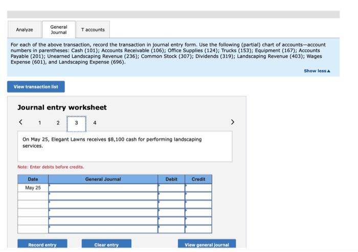 Solved For each of the above transaction, record the | Chegg.com