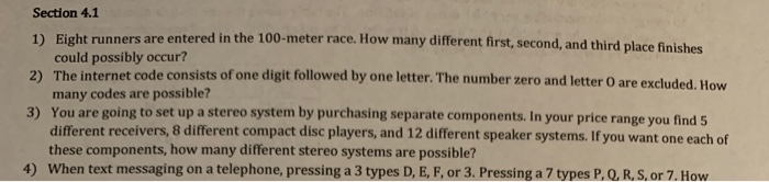 Solved Section 4.1 1) Eight runners are entered in the | Chegg.com