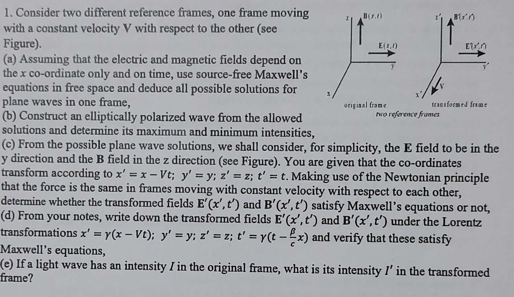 Solved Consider two different reference frames, one frame | Chegg.com