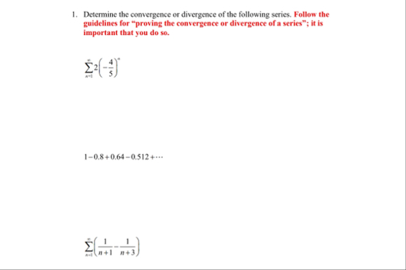 Solved Determine the convergence or divergence of the | Chegg.com