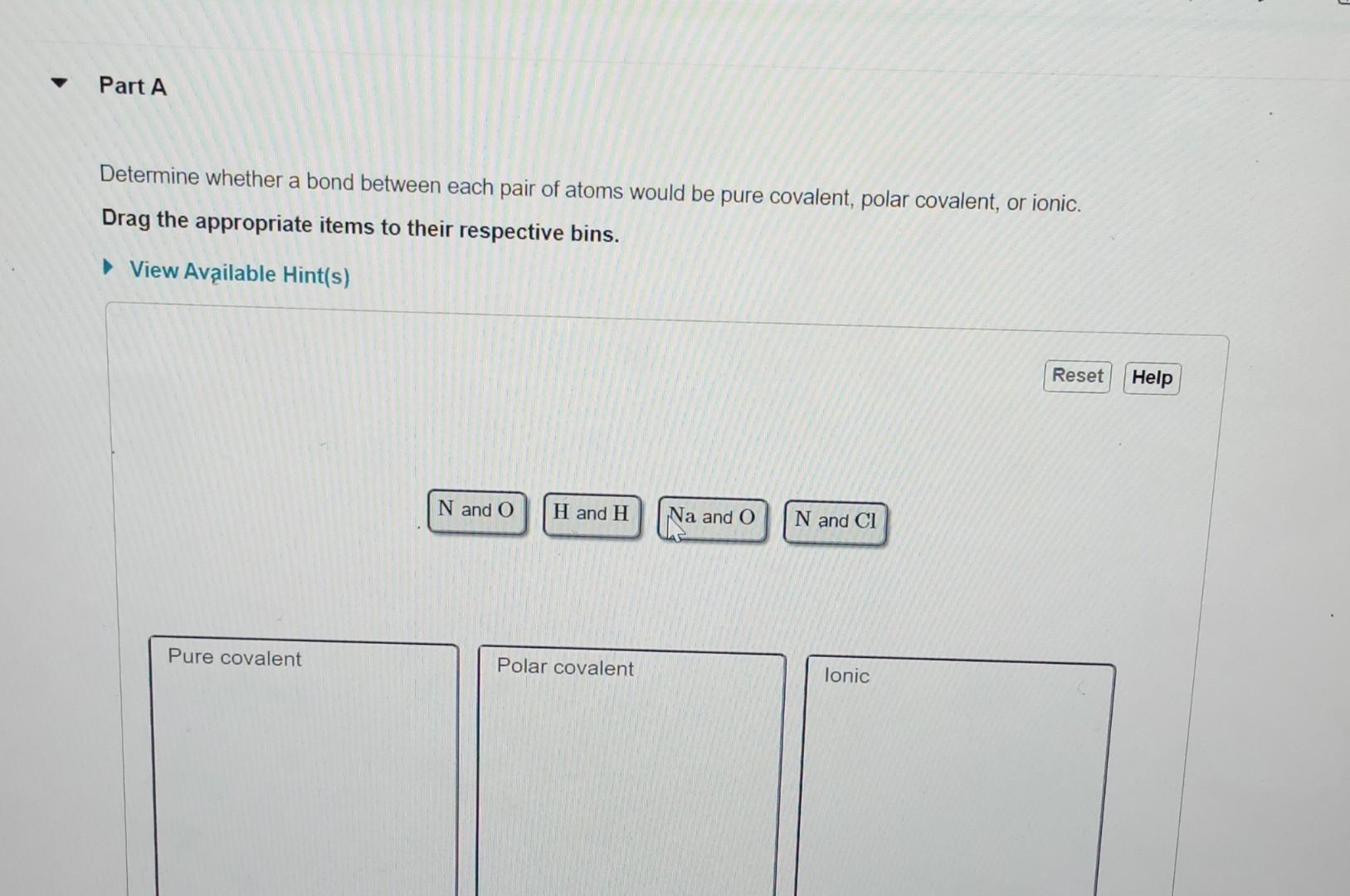 Solved Determine whether a bond between each pair of atoms | Chegg.com