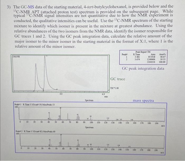 The GC-MS data of the starting material, | Chegg.com