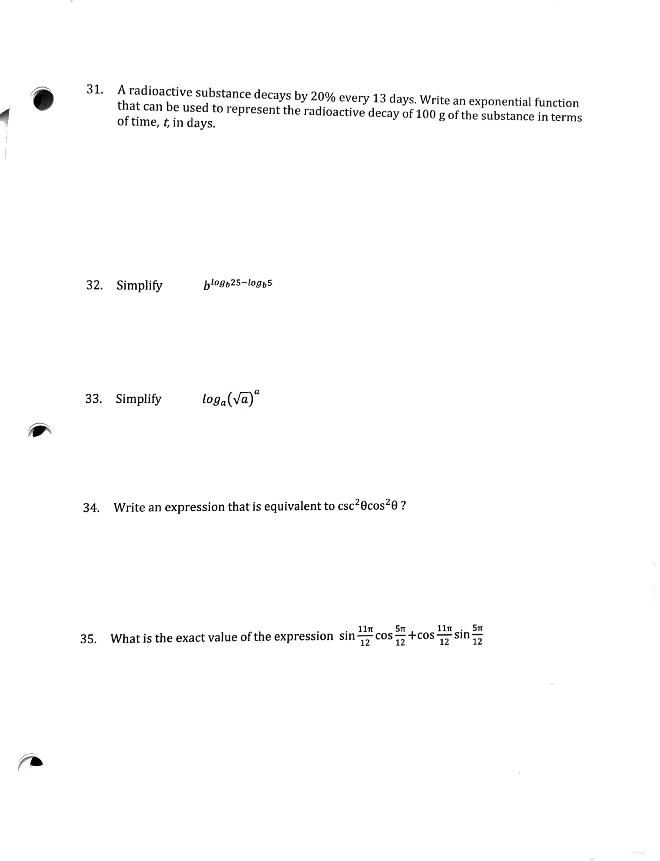 Solved A radioactive substance decays by 20% ﻿every 13 | Chegg.com