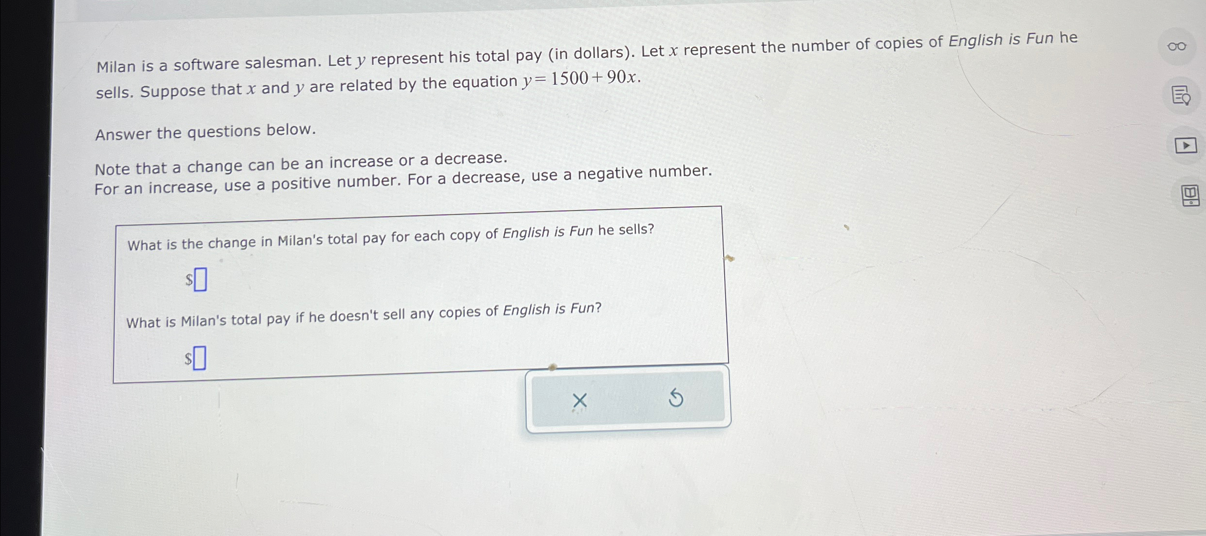 Solved Milan is a software salesman. Let y ﻿represent his | Chegg.com