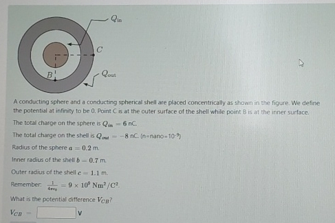 Solved A conducting sphere and a conducting spherical shell | Chegg.com