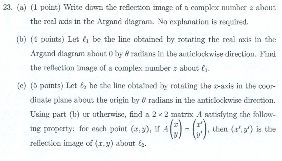 Solved (a) (1 ﻿point) ﻿Write down the reflection image of a | Chegg.com