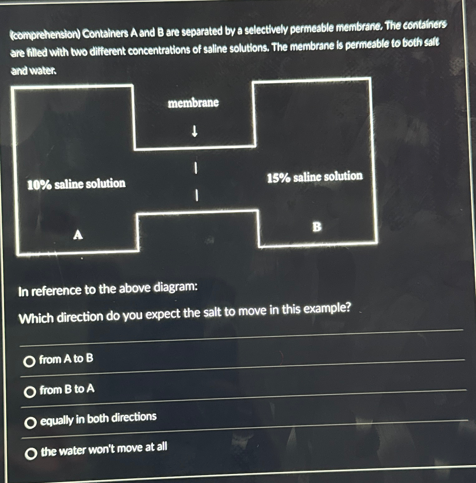Solved (comprehension) ﻿Containers A and B are separated by | Chegg.com