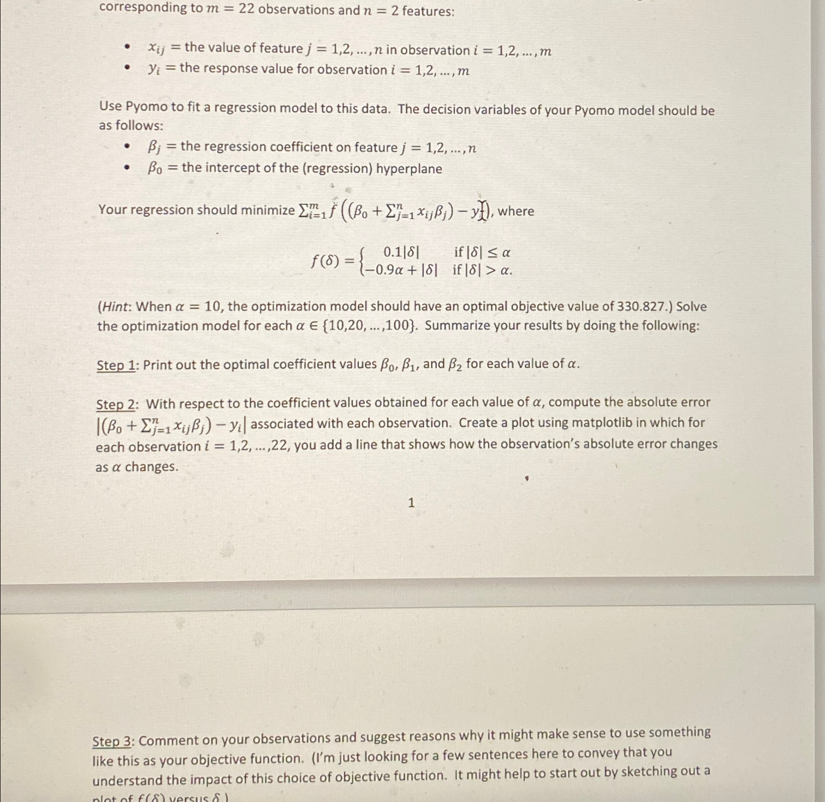 Solved corresponding to m=22 ﻿observations and n=2 | Chegg.com
