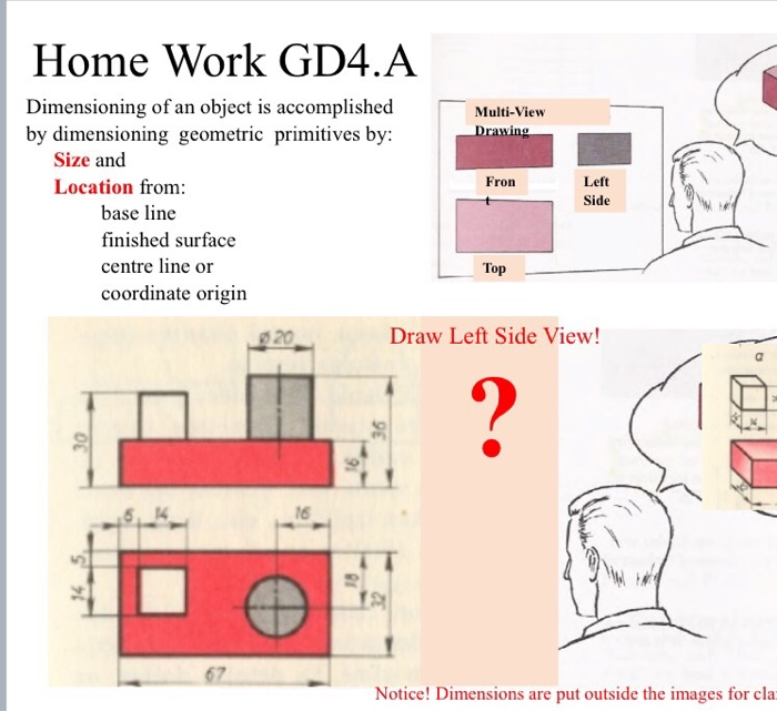 Solved Home Work GD4.A Multi-View Drawing Fron Dimensioning | Chegg.com