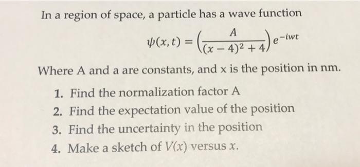 Solved In a region of space, a particle has a wave function | Chegg.com