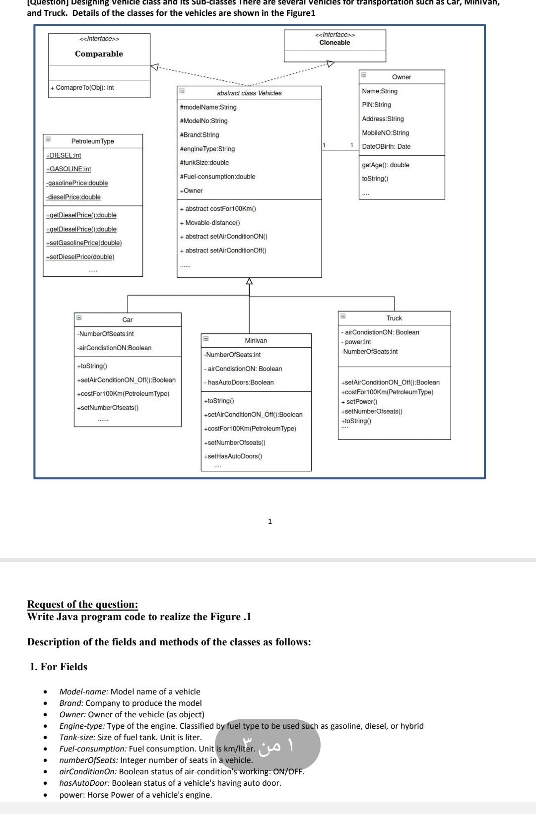 Solved [Question] Designing vehicle class and its | Chegg.com