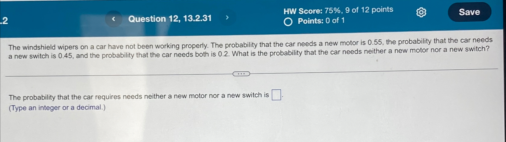 Solved 2Question 12, 13.2.31HW Score: 75%,9 ﻿of 12 | Chegg.com