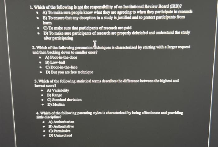Solved 1. Which of the following is not the responsibility | Chegg.com