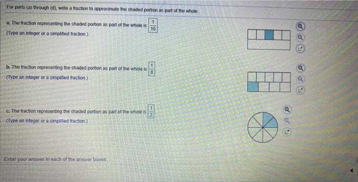 Solved For parts (a) through (d), write a fraction to | Chegg.com