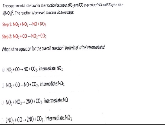Solved The experimental rate law for the reaction between NO | Chegg.com