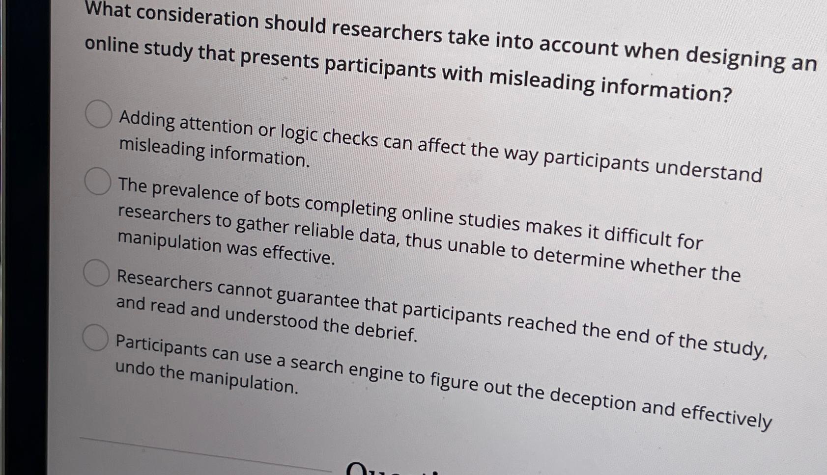 Solved What consideration should researchers take into | Chegg.com