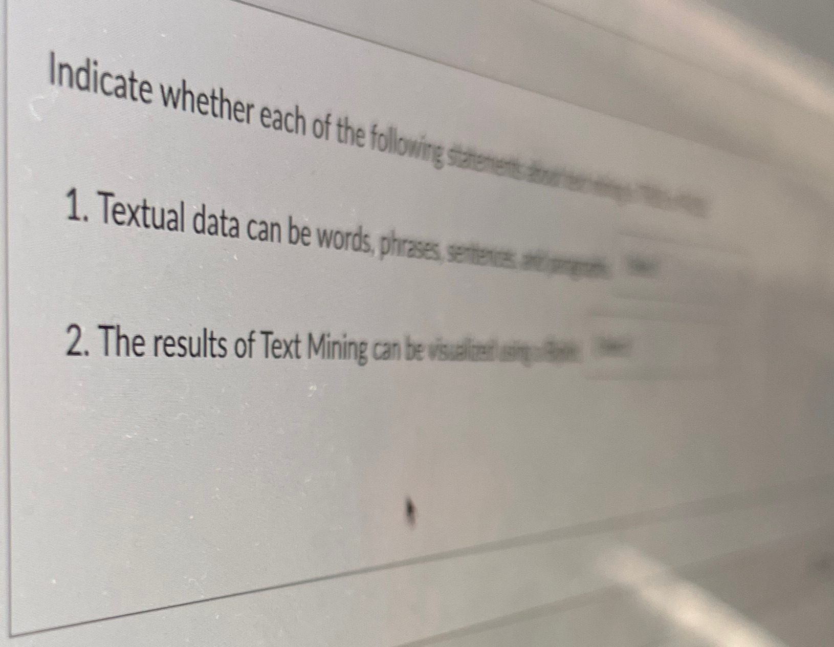 Solved Textual data can be words, phracThe results of Text | Chegg.com