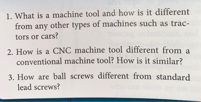 Solved 1. What is a machine tool and how is it different | Chegg.com