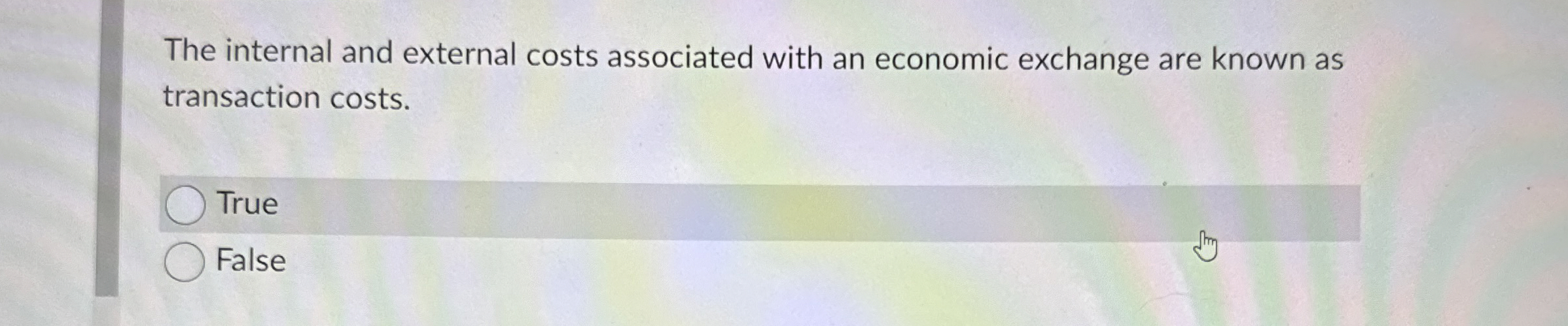 Solved The internal and external costs associated with an | Chegg.com