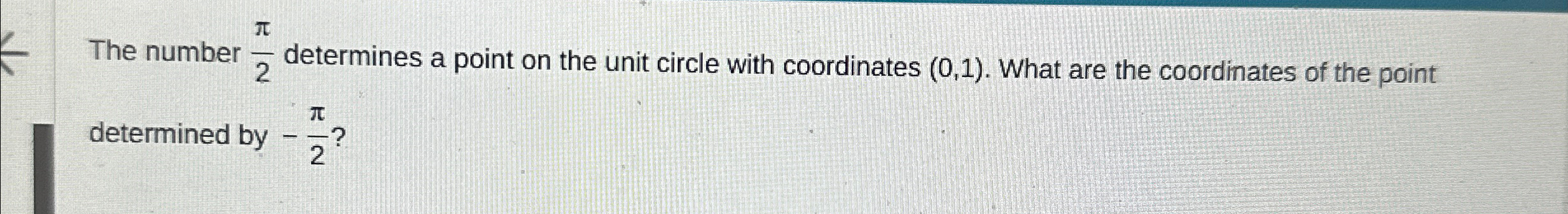 Solved The number π2 ﻿determines a point on the unit circle | Chegg.com