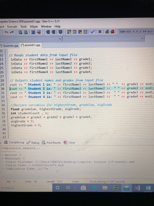 Solved How do i calculate the highest grade, and output the | Chegg.com