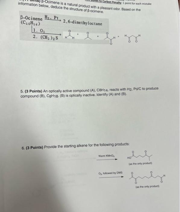 Solved information below, cimene is a natural product with a | Chegg.com