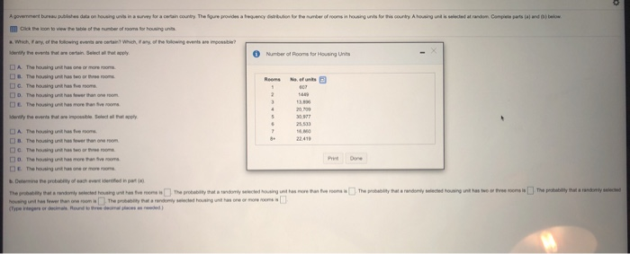 Solved A government bureau publishes data on housing units | Chegg.com
