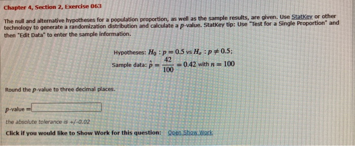 Solved Chapter 4, Section 2, Exercise 063 The null and | Chegg.com