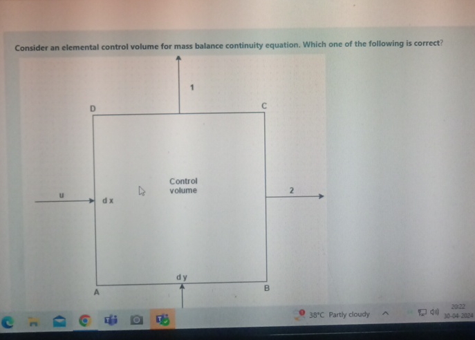 Consider an elemental control volume for mass balance | Chegg.com