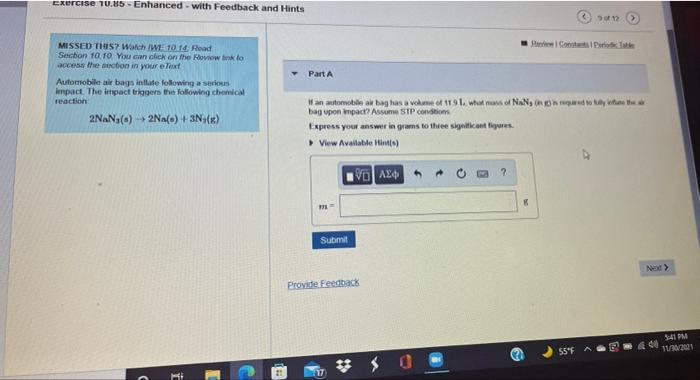 Solved Exercise 10.00 - Enhanced - with Feedback and Hints | Chegg.com