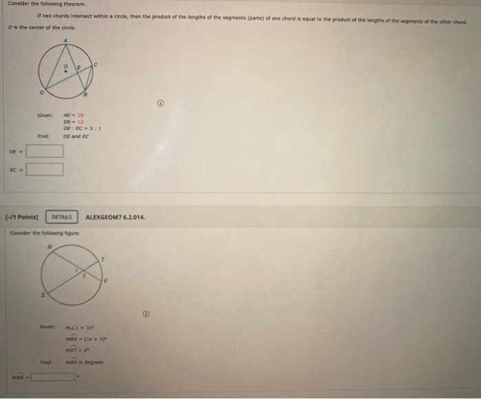 Solved Consider the following theorem. If two chords | Chegg.com