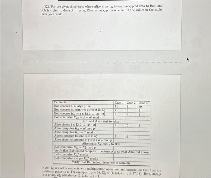 Solved Q2 For The Given Three Cases Where Alice Is Trying
