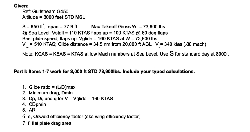 Solved Given:Ref: Gulfstream G450Altitude =8000 ﻿feet STD | Chegg.com
