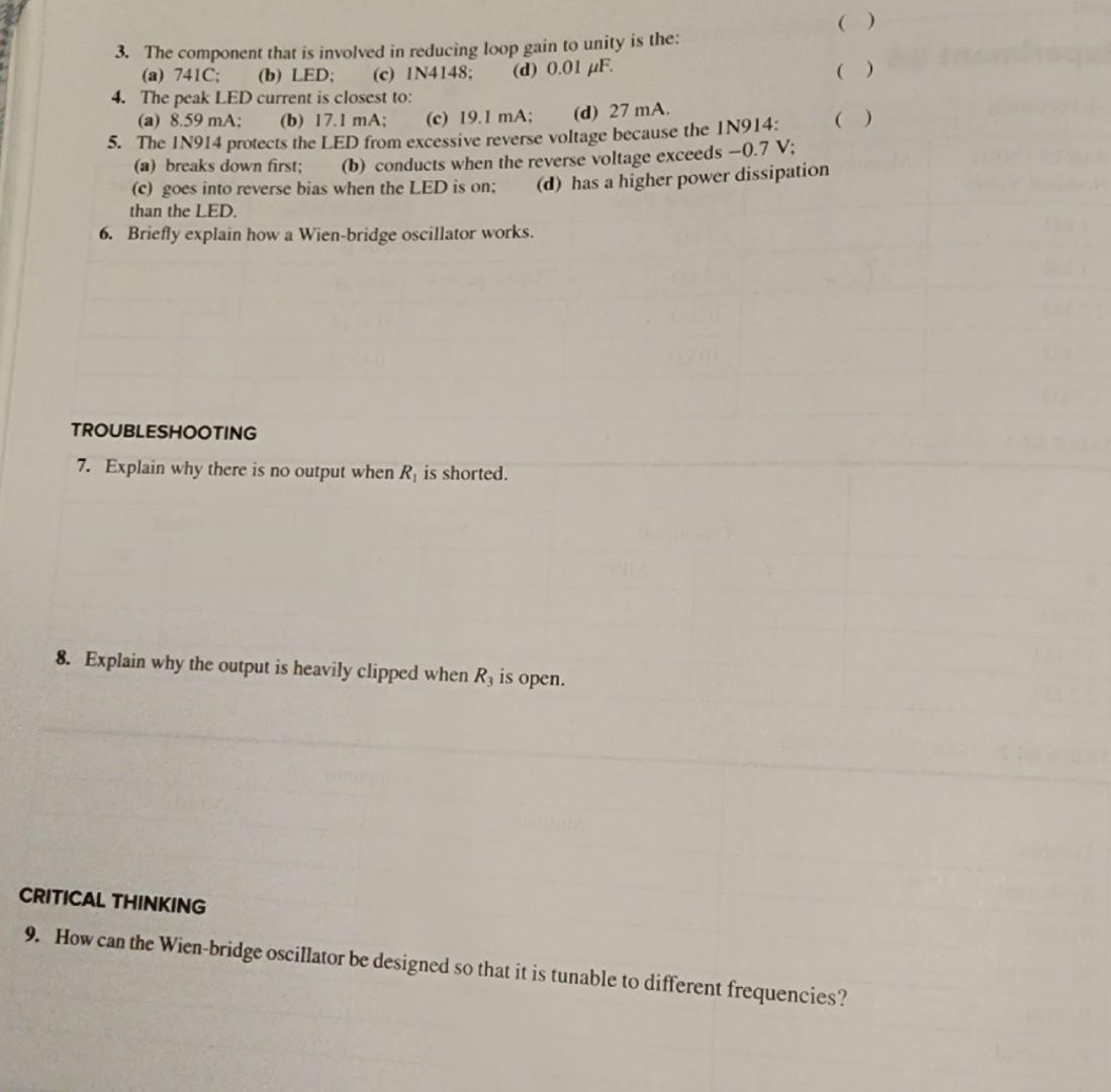 Solved The Wien-bridge oscillator is the standard oscillator | Chegg.com