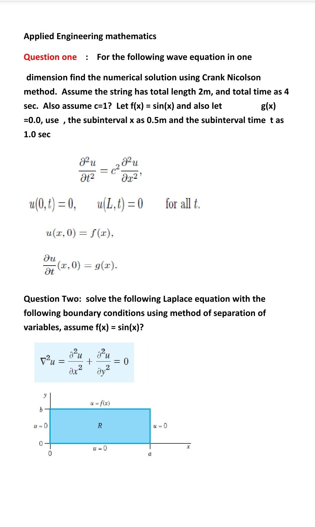 Solved Applied Engineering mathematics Question one : For | Chegg.com