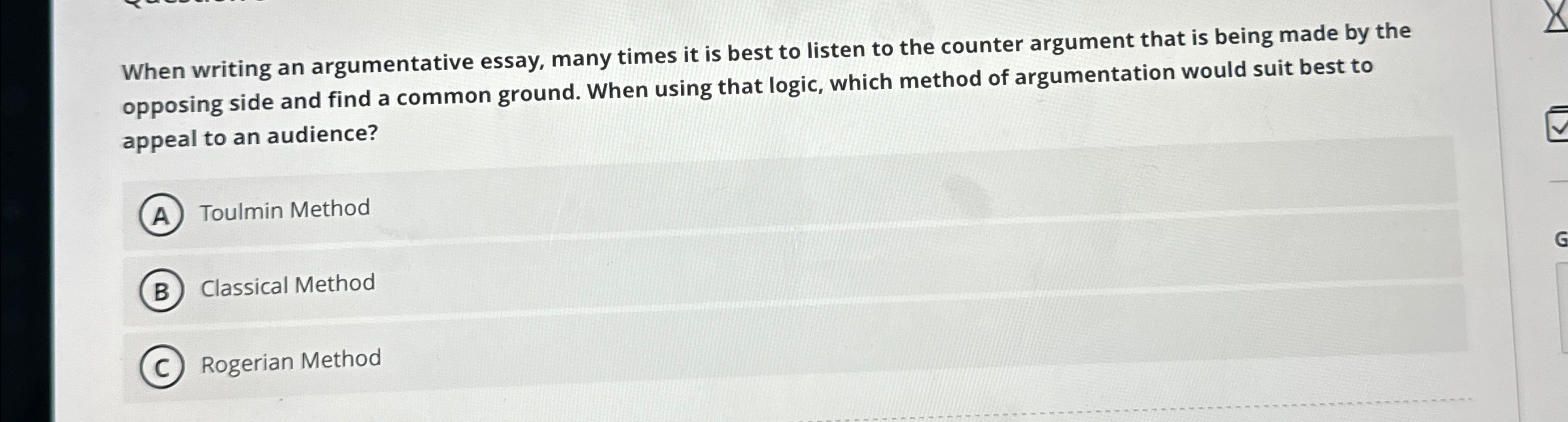 Solved When writing an argumentative essay, many times it is | Chegg.com