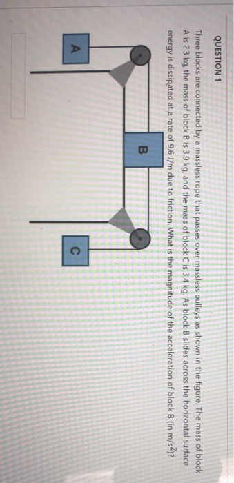 Solved QUESTION 1 Three blocks are connected by a massless | Chegg.com