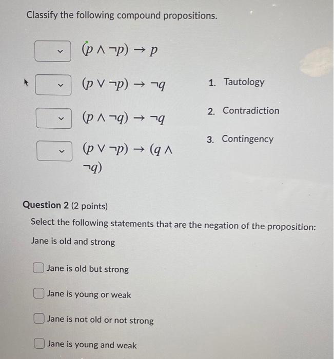 Solved Classify the following compound propositions. (рлер) | Chegg.com